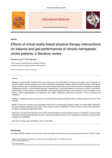 Pdf Effects Of Virtual Reality Based Physical Therapy Interventions