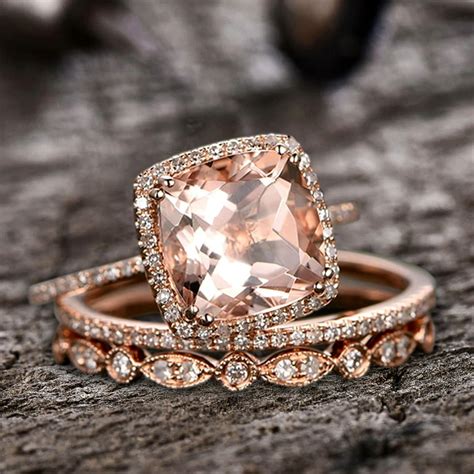 Rose Gold Cushion Cut Engagement Rings
