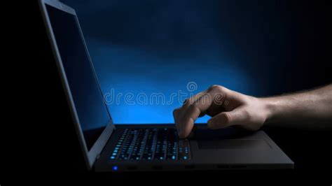 Close Up Man Hand Typing Keyboard Input Code For Register System