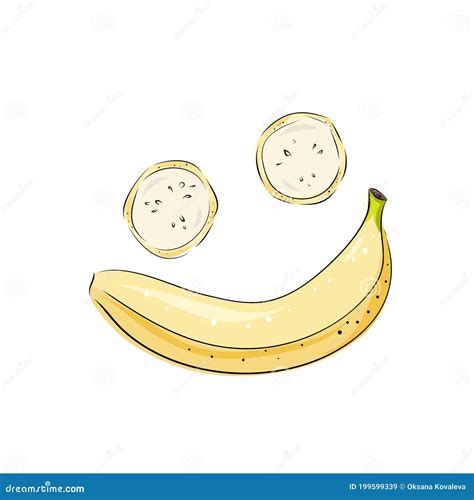 Banana Set Of Vector Drawings Isolated Hand Drawn Bouquet Bunch