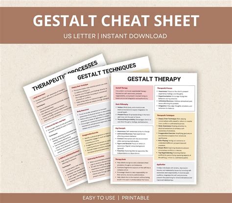 Gestalt Therapy Cheat Sheets Gestalt Psychotherapy Worksheets Gestalt