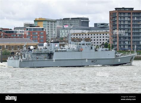 Royal Navy Minesweeper Hms Pembroke M107 On The River Thames In London