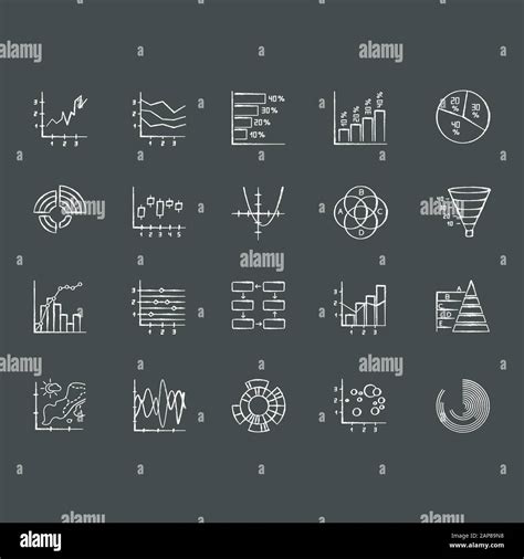 chart and graph chalk icons set pie venn diagram horizontal