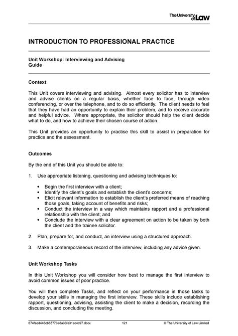 Ipp Ws Interviewing Guide Drafting Work INTRODUCTION TO PROFESSIONAL PRACTICE Unit Workshop
