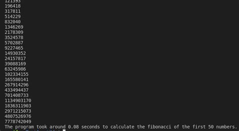 C Versus Java Performance Test Fibonacci Of The First 50 Integer