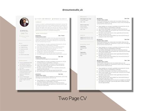 2 Page Photo Professional Clean Resume Template Cover Letter References