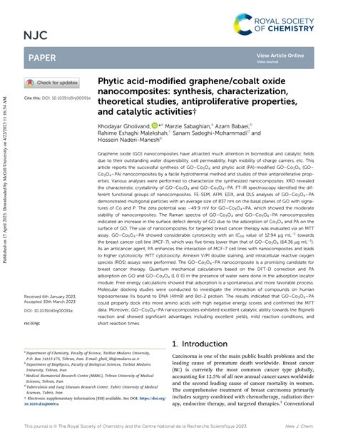 Pdf Phytic Acid Modified Graphenecobalt Oxide Nanocomposites