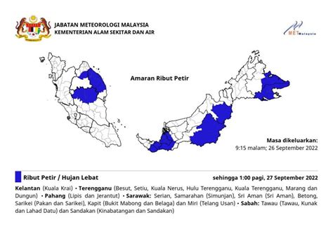 Amaran Hujan Lebat Berterusan Di Beberapa Tempat Di Sarawak