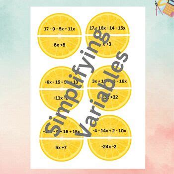 Simplifying Variables Matching Puzzles Addition And Subtraction