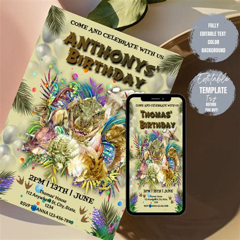 Jurassic World Birthday Invitation Template Dinosaur Birthday