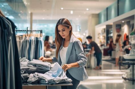 Premium Ai Image Attractive Female Shop Assistant At Work In Clothing
