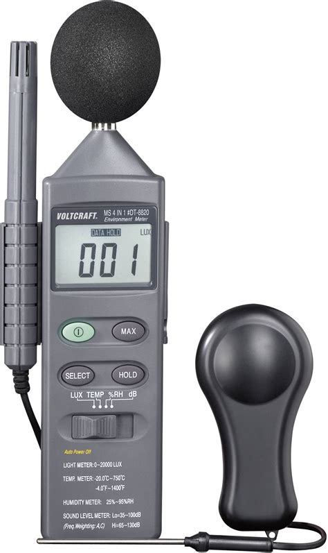 Buy Voltcraft Dt 8820 Thermometer 20 750 °c Sensor Type K 4 In 1 Multifunction Environmental