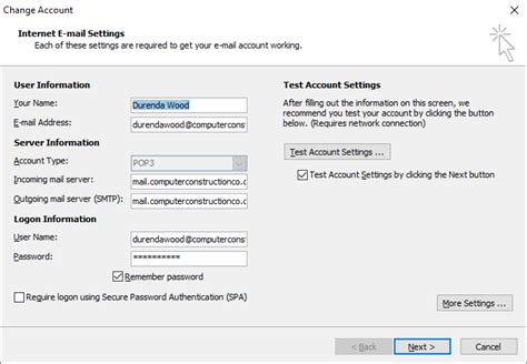 Email Settings Computer Construction Company Inc