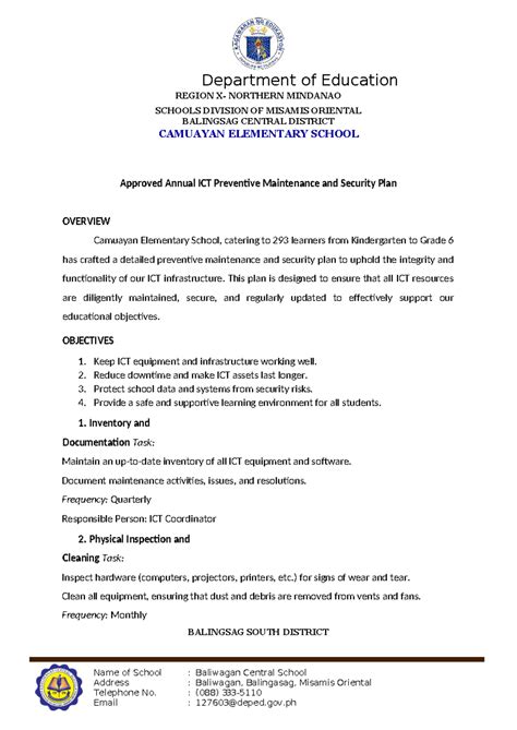 1 2 Approved Annual Ict Preventive Maintenance And Security Plan