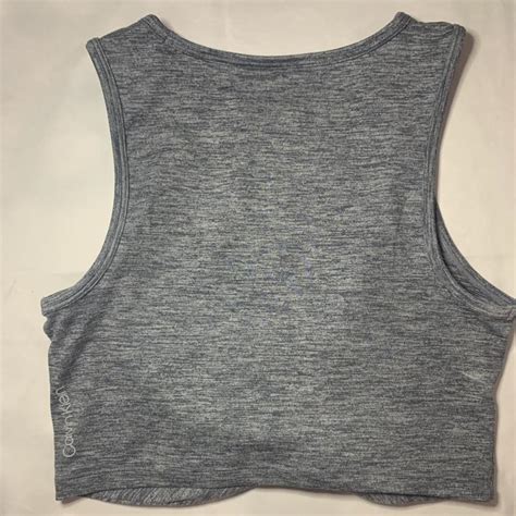 Calvin Klein Sportswear Womens Grey Crop Top Depop