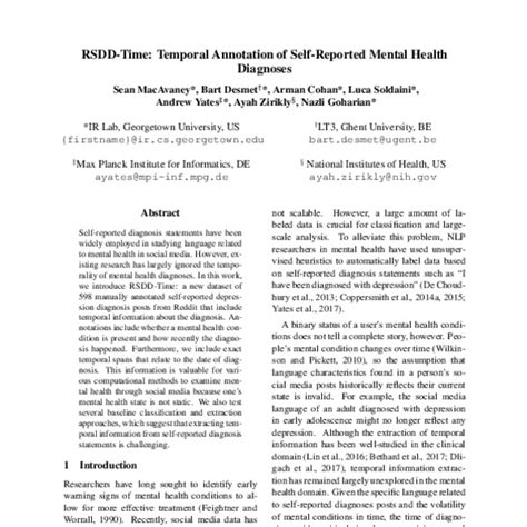 Rsdd Time Temporal Annotation Of Self Reported Mental Health Diagnoses