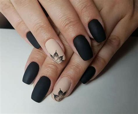 Trendy Matte Black Nails Designs Inspirations Black Nails Matte Nails