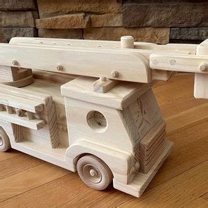 Handmade Wooden Fire Truck Toy Etsy Australia