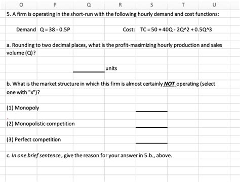 Solved 5 A Firm Is Operating In The Short Run With The Chegg