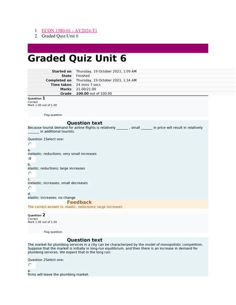 ECON 1580 Graded Quiz Unit 6 1 ECON 1580 01 AY2024 T 2 Graded