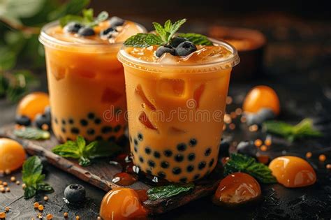 Bubble Tea Glass Of Bubble Tea Yellow Bubble Tea Stock Image Image
