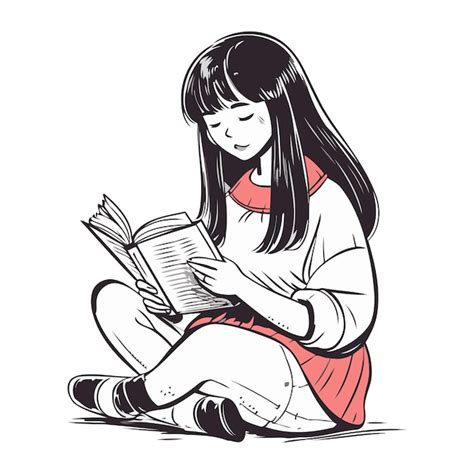 Premium Vector Beautiful Girl Reading A Book Vector Illustration In