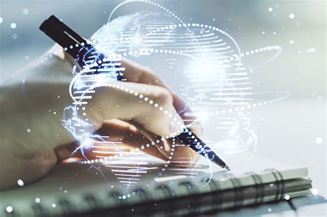 배경 국제 무역 개념에 노트북에 연결 및 여성 손으로 쓰기와 추상 창조적 인 세계지도 다중 노출 쓰기에 대한 스톡 사진 및 기타 이미지 Istock