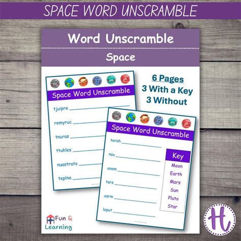 Space Word Unscramble Activity Printable Word Scramble Worksheets For