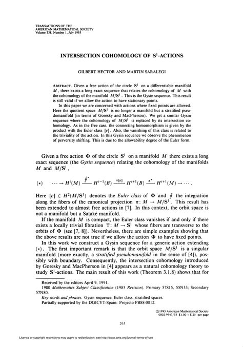 Pdf Intersection Cohomology Of S1 Actions