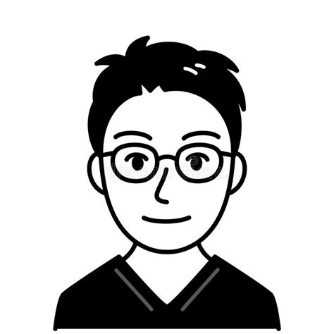 Young Man Wearing Glasses In Scrub Vector Illustration Black And