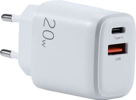 20W Power Oplader USB C Adapter En USB A 2 In 1 Lader Fast Charger