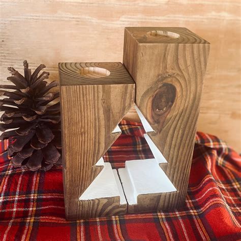 Reclaimed Wood Christmas Tree Tea Candle Rough Cut Holiday Candle Holder Etsy