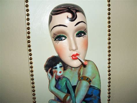 Smoking Flapper Boudoir Doll Holding Her Boudoir Doll Wall Plaque