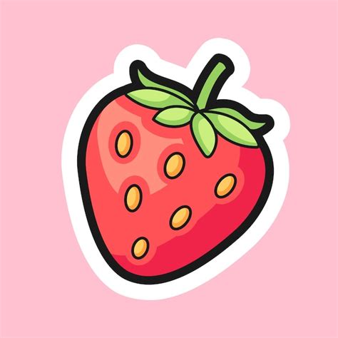 Pegatina De Dibujos Animados De Fresa Ve Premium Vector Freepik My