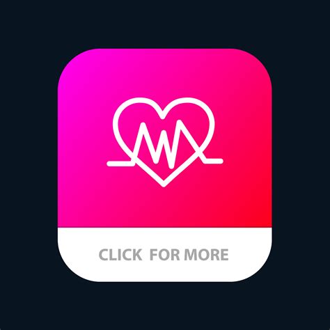 Medical Heart Heartbeat Pulse Mobile App Button Android And Ios Line Version 17965462 Vector Art