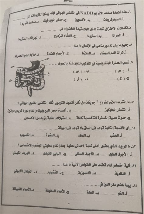 امتحان الأحياء للصف الثانى الثانوى الترم الأول 2024 إدارة أطفيح