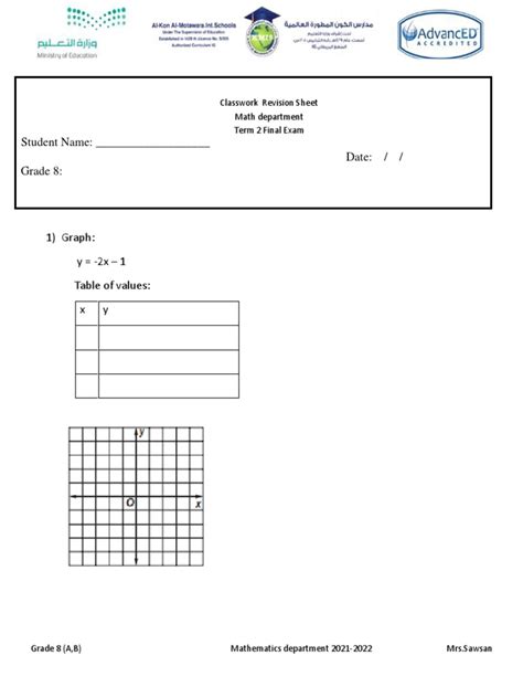 G8 Final Term 2 Revision Sheet 21 22 Pdf Algebra Mathematical