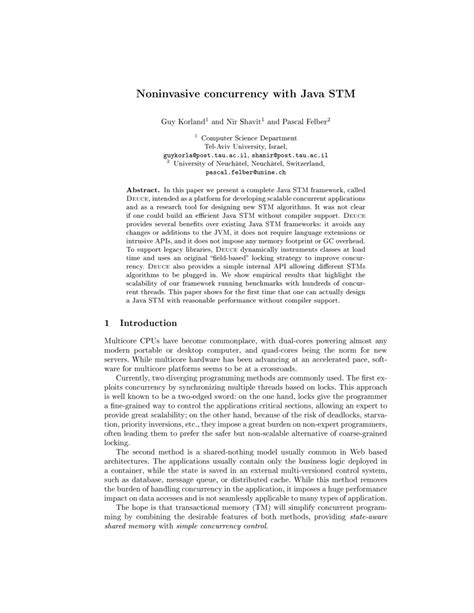 Pdf Deuce Noninvasive Software Transactional Memory In Java