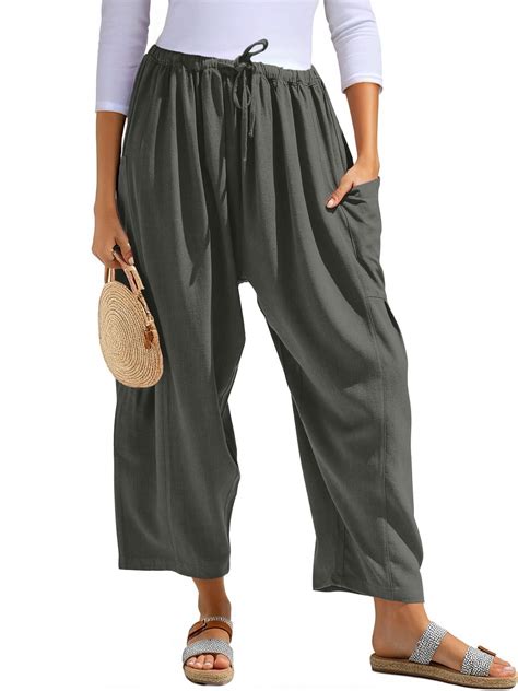 Airmenty Women Wide Leg Pants Summer Casual Low Waist Loose Drawstring