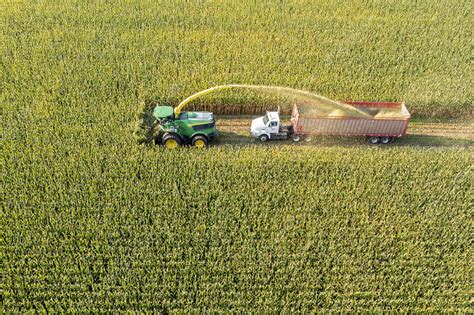 Corn Harvest Aerial Photograph Stock Image C0535943 Science