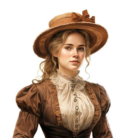 Premium Ai Image Beautiful Victorian Woman Rustic Cottagecore Watercolor Cozy Clipart Illustration