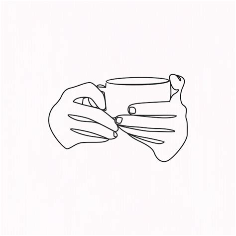 Premium Vector Line Art Drawing Of A Cup Of Coffee