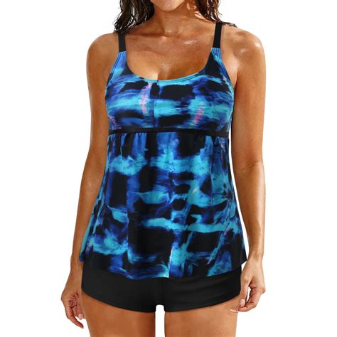 Swim Suits For Women 2024 Split Tie Dyed Wave Leopard Print Plus Size Boxer