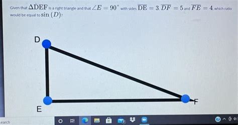 Solved Given That Adef Is A Right Triangle And That Ze 90°