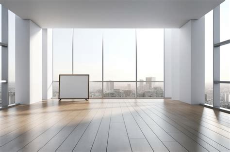 Premium Photo A Blank White Poster Is Displayed On A Grey Partition