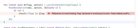 Failed To Compile In Mac Reference To Local Binding Flag Declared