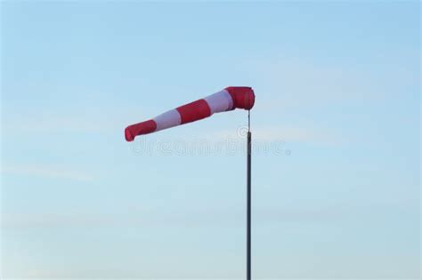 A Red And White Wind Cone Indicating The Direction And Strength Of The Wind Stock Image Image
