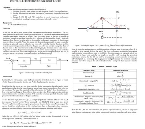Controller Design Using Root Locus Im Objective At Chegg