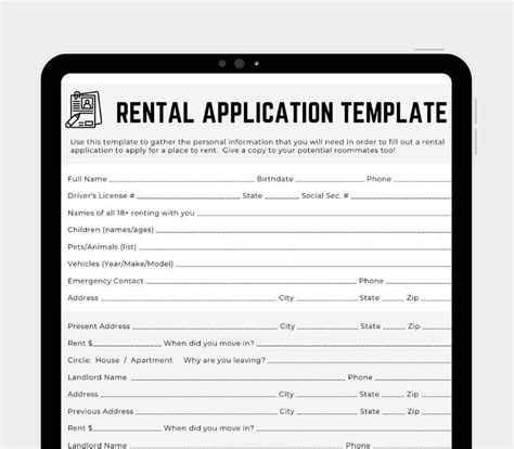 Rental Application Template