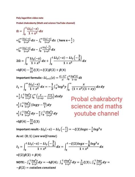 Probal Link To Polylogarithm Calculus Lecture Video Youtube